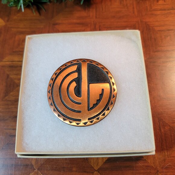 Bell Trading Post | Jewelry | Vintage Solid Copper Medallion Brooch ...